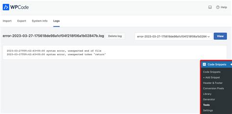 Using Snippet Error Logging Wpcode