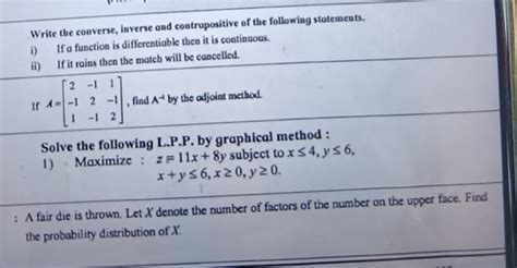Write The Converse Inverse And Contrapositive Of The Following Statement