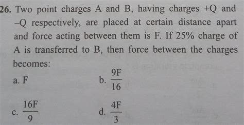 Answered 26 Two Point Charges A And B Having Charges Q And Q Kunduz