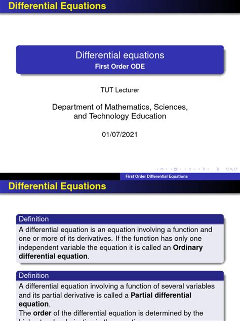 First Order Differential Download Free Pdf Equations Ordinary