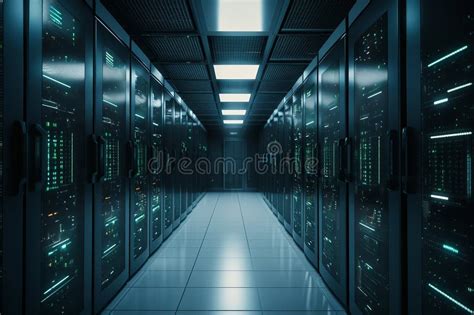 Data Center And Computer Servers Created With Generative Ai Technology Stock Illustration