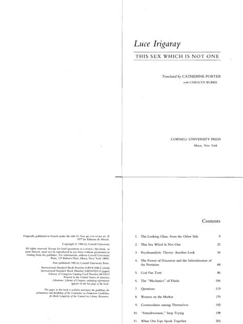 Irigaray2cthissexwhichisnotone 1 Pdf Clitoris Sexual