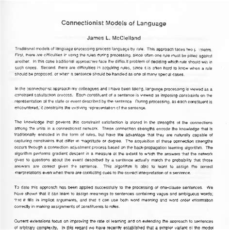 Connectionist Models Of Language Acl Anthology