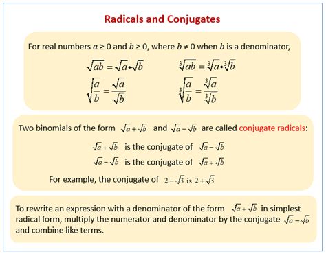 Radicals And Conjugates Examples Videos