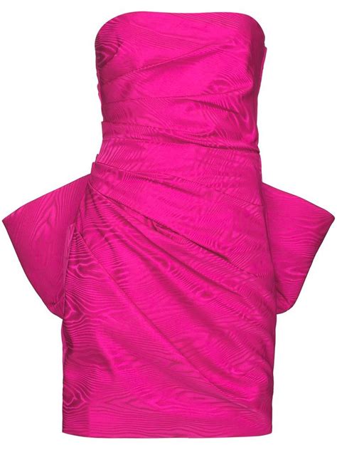 Fuchsia Pink Ruffle Strapless Mini Dress