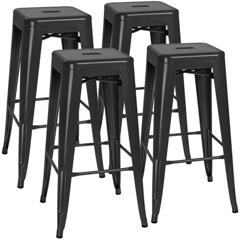Vineego 30 Inches Metal Bar Stools For Counter Height Indoor Outdoor Modern Stackable Industrial