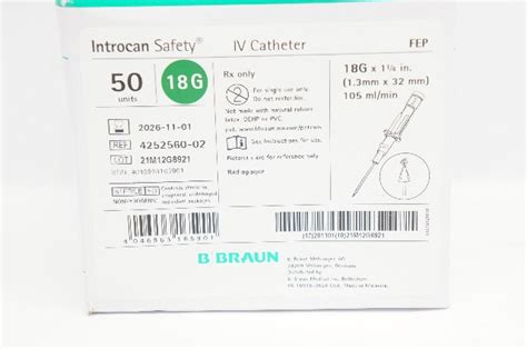 Braun 4252560 02 Introcan Safety Iv Cath 18g X 1 1 4inch 105ml Min