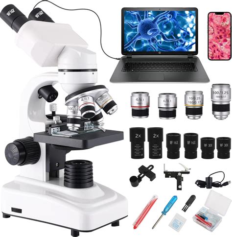 Levhorzn Compound Binocular Microscopes 64x 6000x With Electric Len Microscope For