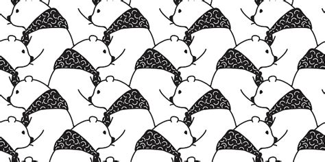 곰 아이콘 곰 테 디 블랙 스카프 낙서 벡터 완벽 한 패턴 벽지 배경 겨울에 대한 스톡 벡터 아트 및 기타 이미지 겨울 귀여운 극지 기후 Istock