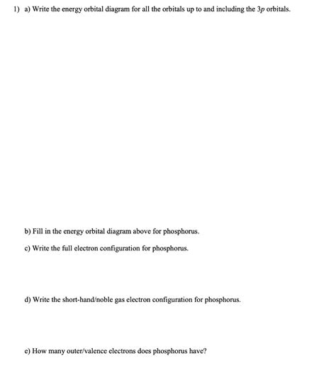 Solved A Write The Energy Orbital Diagram For All The Chegg