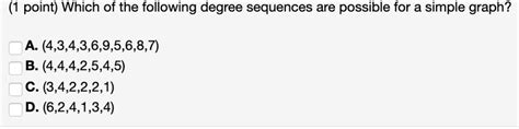Solved Point Which Of The Following Degree Sequences Are Chegg
