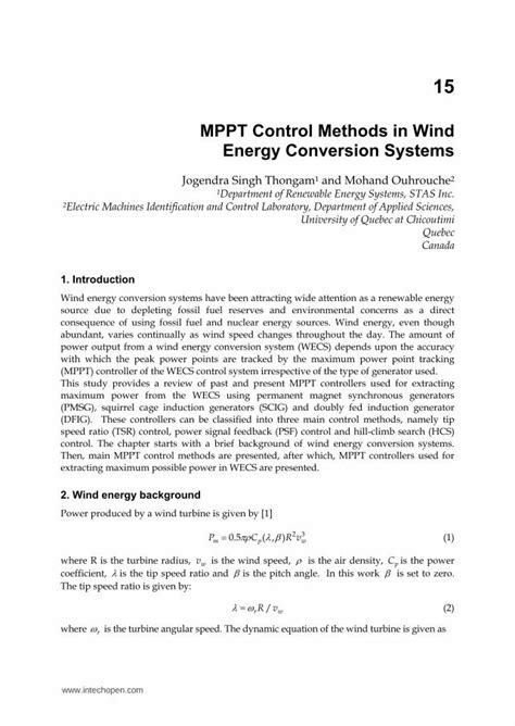 Pdf Mppt Control Methods In Wind Energy Conversion Systemsdfig