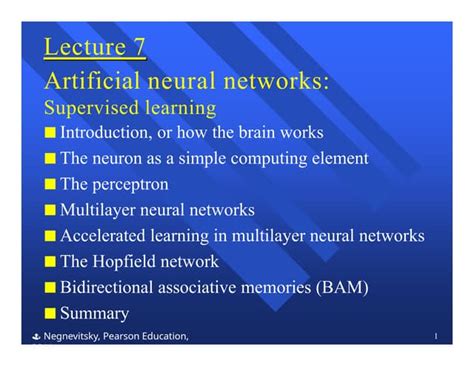 artificial neural networks supervised learning pptx