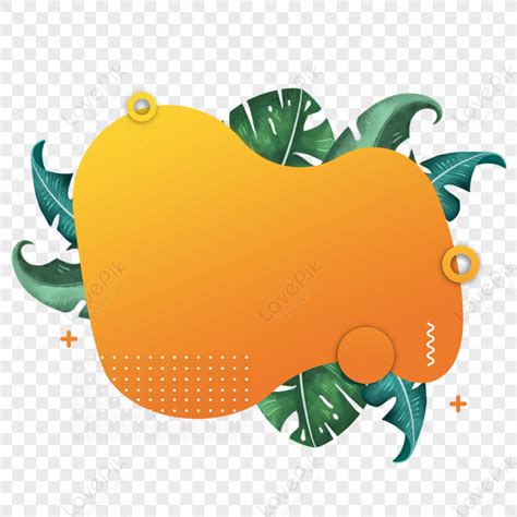 여름 일러스트 열 대 잎 추상 유체 테두리 라운드 장식주황색본문 Png 일러스트 무료 다운로드 Lovepik