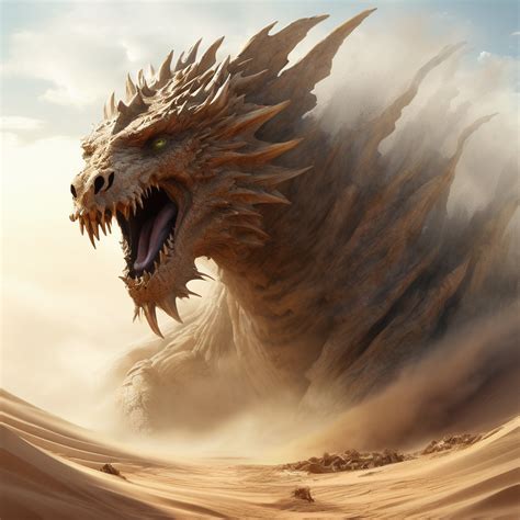 Surrealism Oil On Canvas Grunge Sand Rock A Giant Sand Dragon