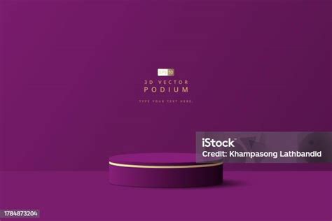 고급 보라색 3d 실린더 연단 제품 디스플레이 프레젠테이션을 위한 사실적인 받침대 무대 모형을 위한 최소한의 장면 무대 쇼케이스 3d 벡터 기하학적 형태입니다 쇼 제일