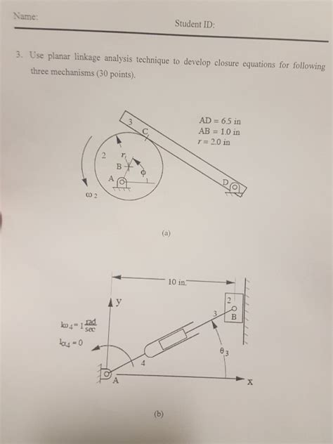 Solved Name Babe ID 3 Use Planar Linkage Analysis Chegg Com