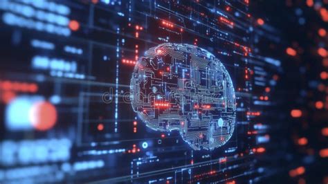 Glowing Digital Brain Abstract Ai Technology Background Stock
