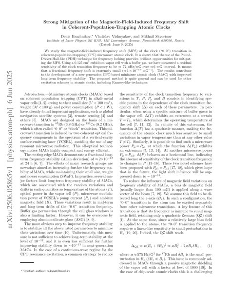 Pdf Strong Mitigation Of The Magnetic Field Induced Frequency Shift In Coherent Population