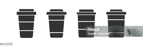 커피 아이콘의 종이컵 테이크 아웃 카페 간판 뜨거운 라떼 카푸치노 차 기호 플라스틱 머그잔 기호 아침 아이콘에서 음료 에너지를 마신다 블랙 색상 벡터 격리 기호입니다 검은