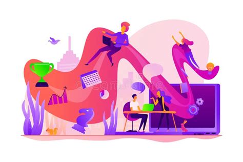 Workflow Concept Vector Illustration Stock Vector Illustration Of Pattern Pink