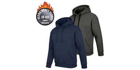 Mens Heavyweight Fleece Lined Pullover Hoodie