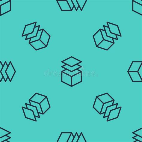 Black Line Layers Icon Isolated Seamless Pattern On Green Background Vector Stock Illustration
