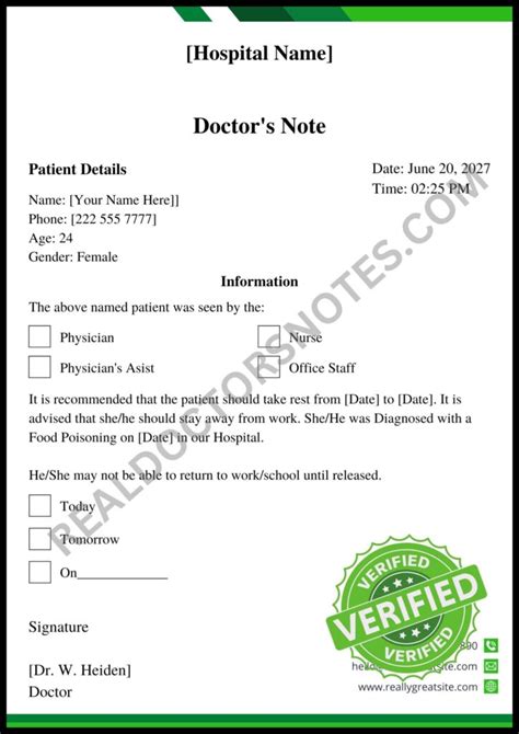 Doctors Note For Flu Template Sample Printable