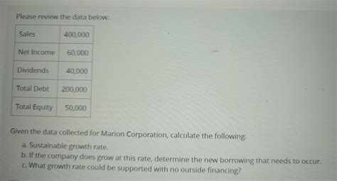 Solved Please Review The Data Below Given The Data