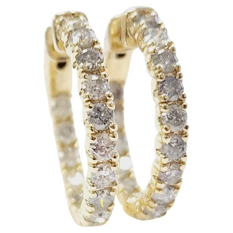 171 Carat Diamond Hoops Earrings 14 Karat Yellow Gold For Sale At 1stdibs