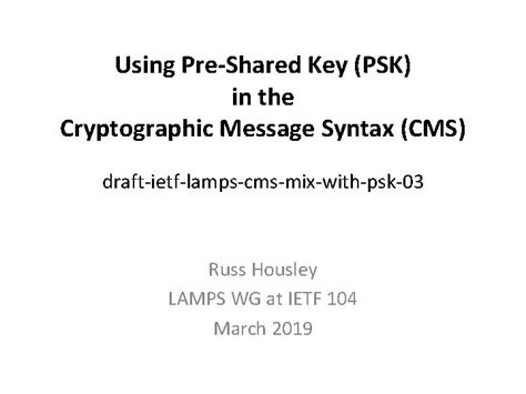 Using PreShared Key PSK In The Cryptographic Message