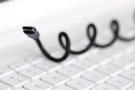 Wire For Connecting To Device Lies On Keyboard Stock Photo Image Of Equipment Computer 174324066