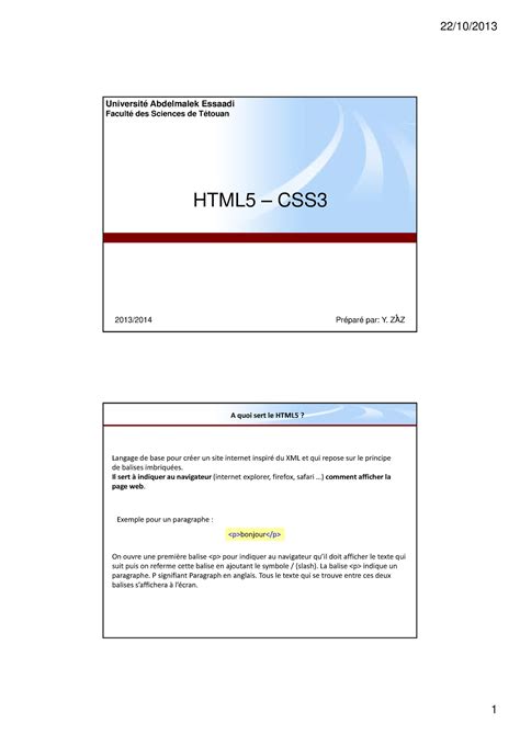 Cours Zaz Html5 Css3 Web Université Abdelmalek Essaadi Faculté Des Sciences De Tétouan