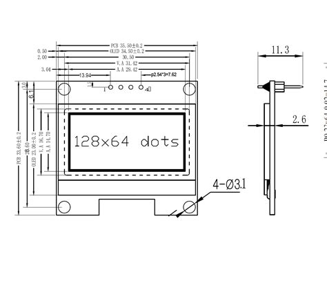 13 Inch Oled Pmoled With Pcb For Industrial Display 128x64 Pixel Sh1106 Driver Ic 6 Oclock