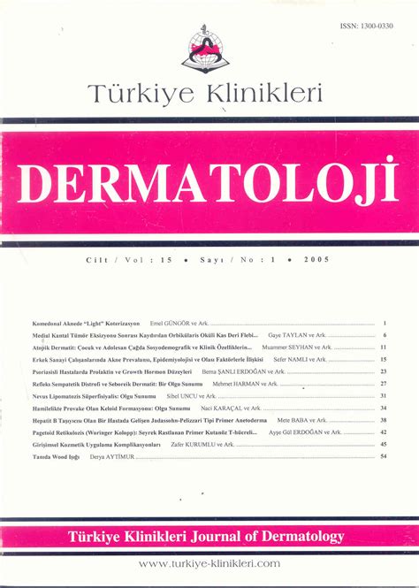 Türkiye Klinikleri Dermatoloji Dergisi 2005 Cilt 15 Sayı 1 Dergiler Türkiye Klinikleri
