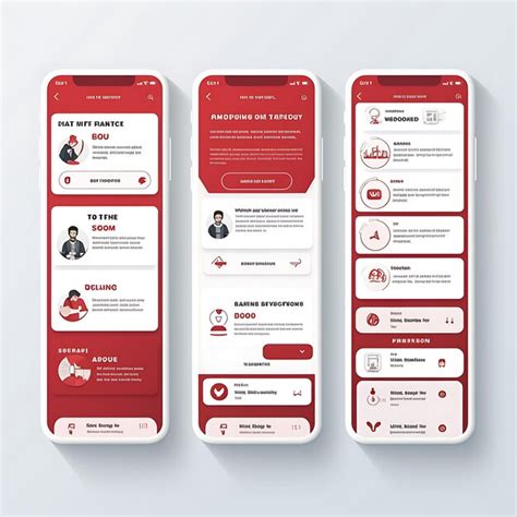 Premium Photo Mobile App Layout Design Of First Aid Guide Practical And Informative Layout Red