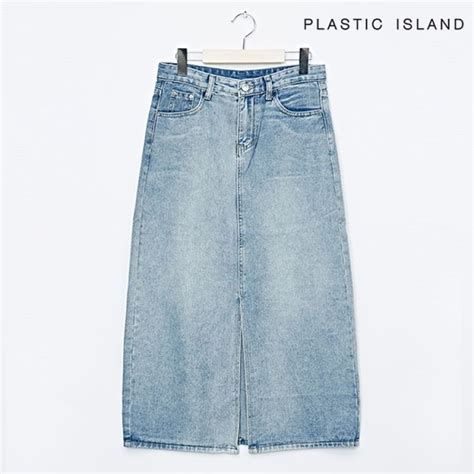 포스티 H라인 데님 밑단 트임 롱 스커트 Pptws003