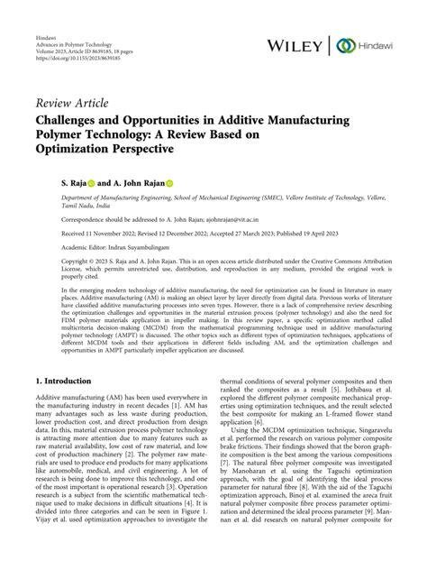 Pdf Challenges And Opportunities In Additive Manufacturing Polymer