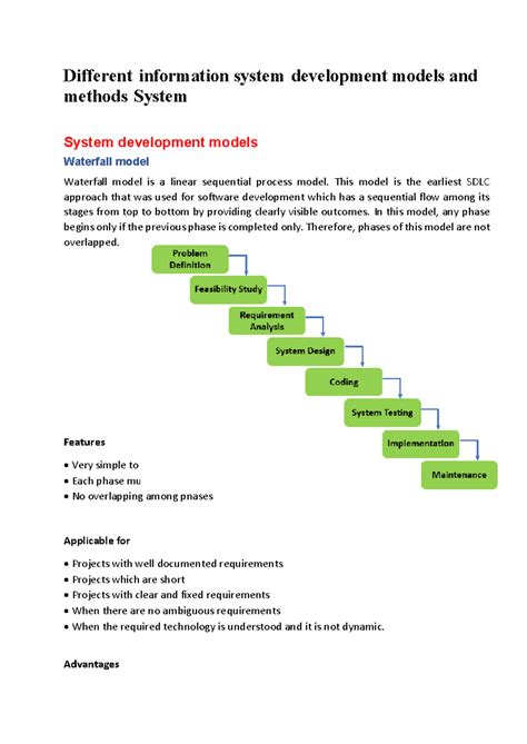 System Development Models This Model Is The Earliest Sdlc Approach That Was Used For Software