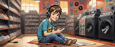 Listening To Music Record Player Stock Illustrations 555 Listening To