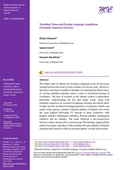 Pdf Watching Videos And Foreign Language Acquisition Formulaic Sequences In Focus