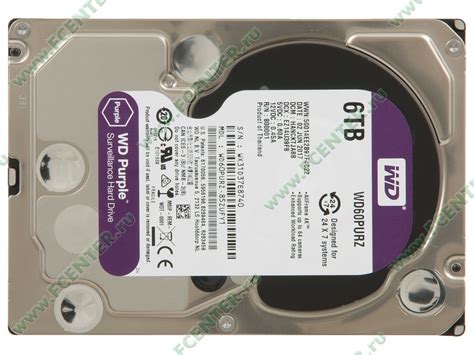 Жесткий диск 6ТБ Western Digital "Purple WD60PURZ", 5400об./мин., 64МБ ...