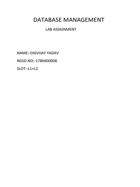 database management lab assignment pdf