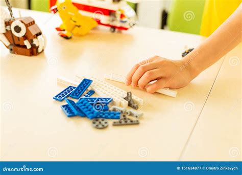 Close Up Of Constructor Details On The Table Stock Image Image Of
