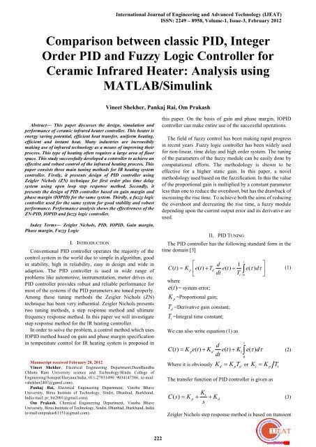 Comparison Between Classic Pid Integer Order Pid And Fuzzy