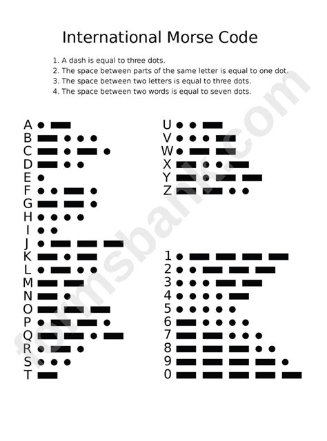 international morse code printable pdf download
