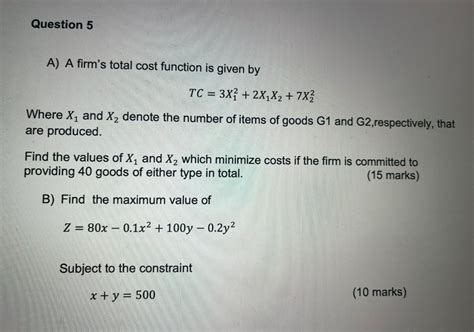 Solved A A Firm S Total Cost Function Is Given By Chegg