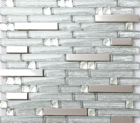 Metal With Base Backsplash Tiles 304 Stainless Steel Sheet Glass Tile