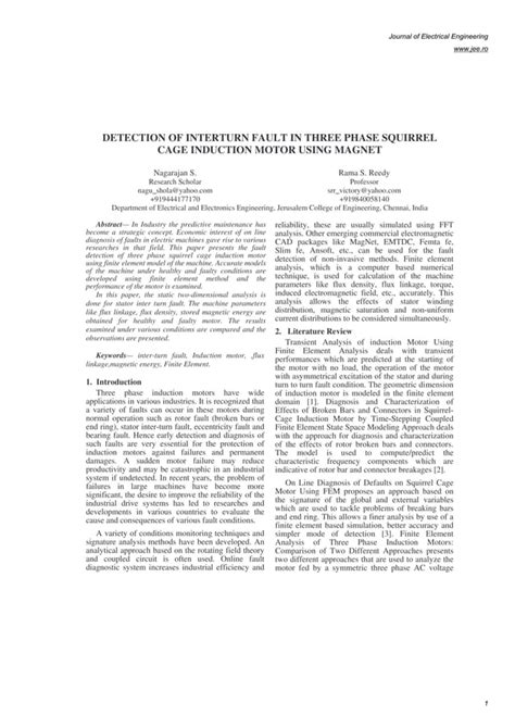 Detection Of Interturn Fault In Three Phase Squirrel Cage Induction