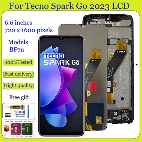 Original LCD For Tecno Spark Go 2023 BF7 BF7n LCD Display Touch Screen With Frame Digitizer